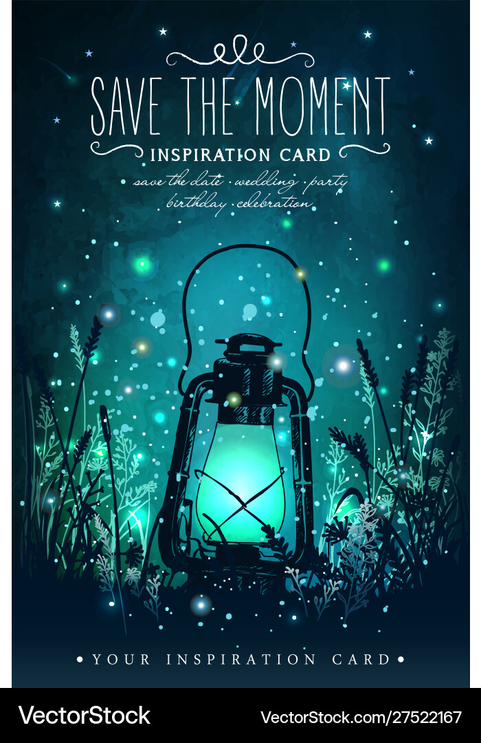 Amazing vintage lanten on grass with magical Vector Image