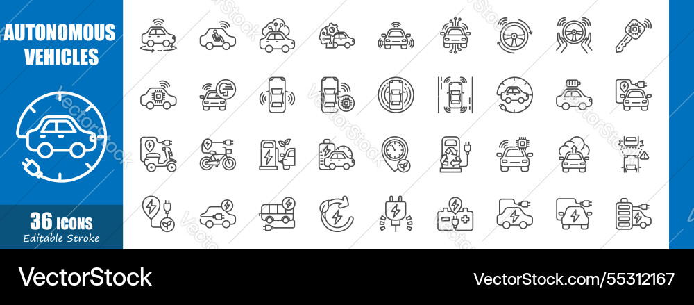 Autonomous vehicles and electric vehicle Vector Image