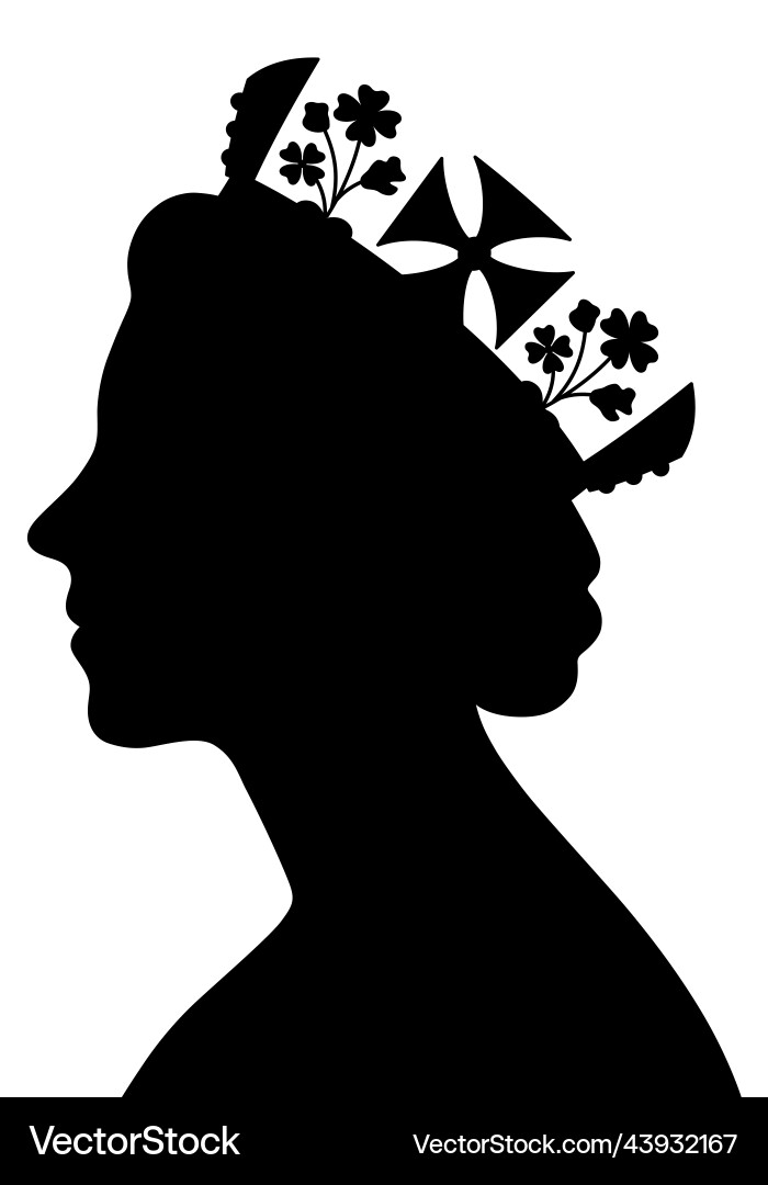 Black silhouette of queen elizabeth ii Royalty Free Vector