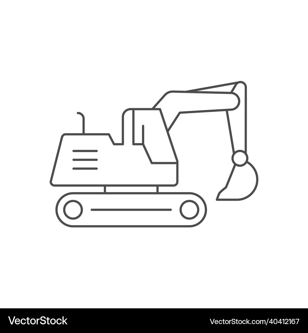 Crawler excavator line outline icon Royalty Free Vector