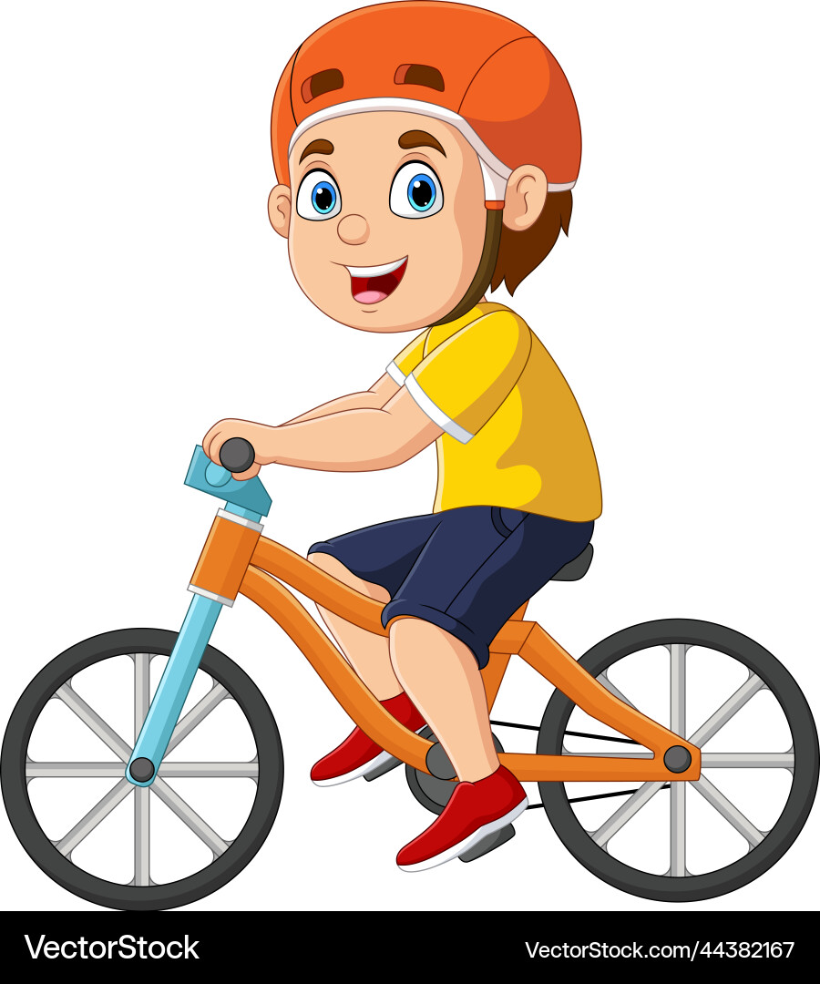 Cute Boy Riding Bicycle Royalty Free Vector Image