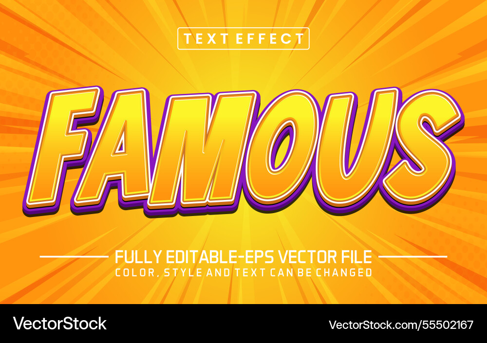 Famous text editable style effect Royalty Free Vector Image