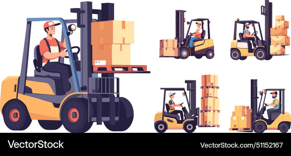 Forklift worker cartoon Royalty Free Vector Image