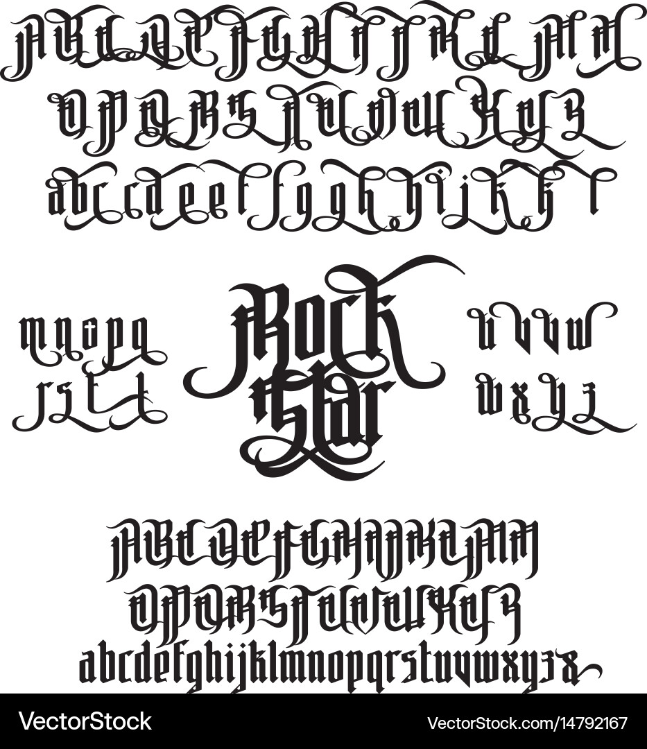 Gothic Rock Star Font Royalty Free Vector Image