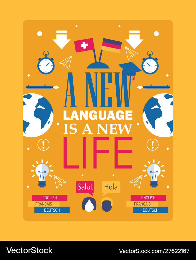 Language learning inspiration poster Royalty Free Vector