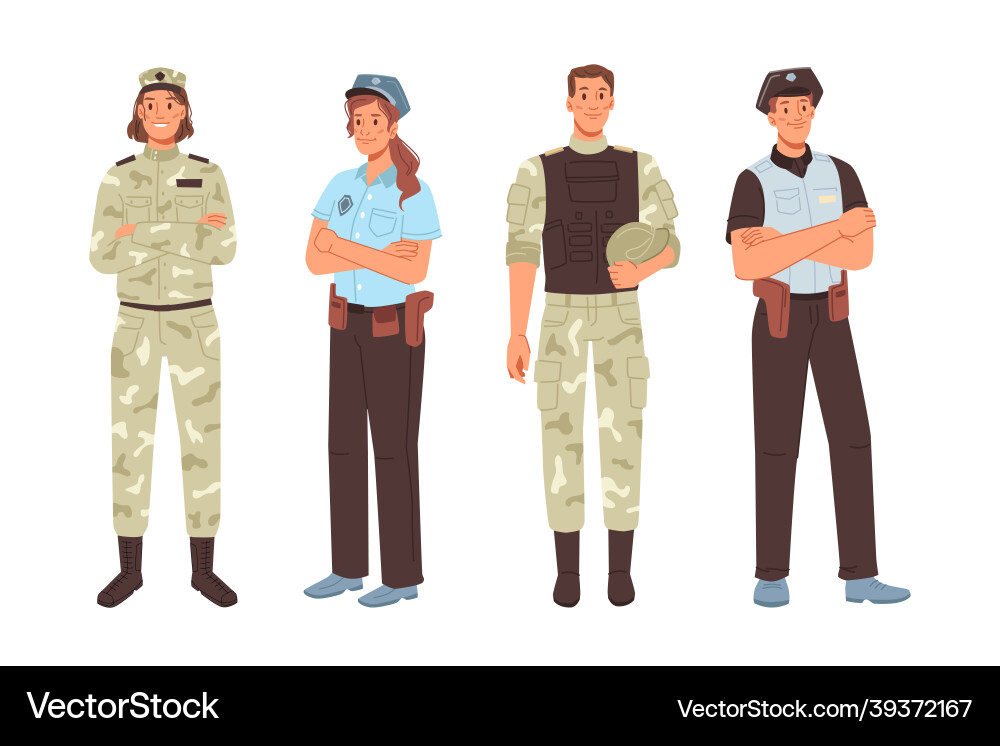 Police and Military Officers Royalty Free Vector Image