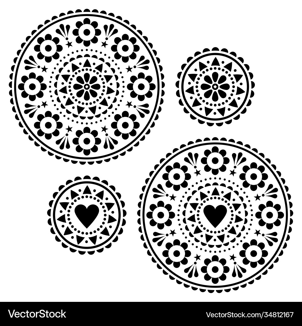 Scandinavian folk style mandala design set Vector Image