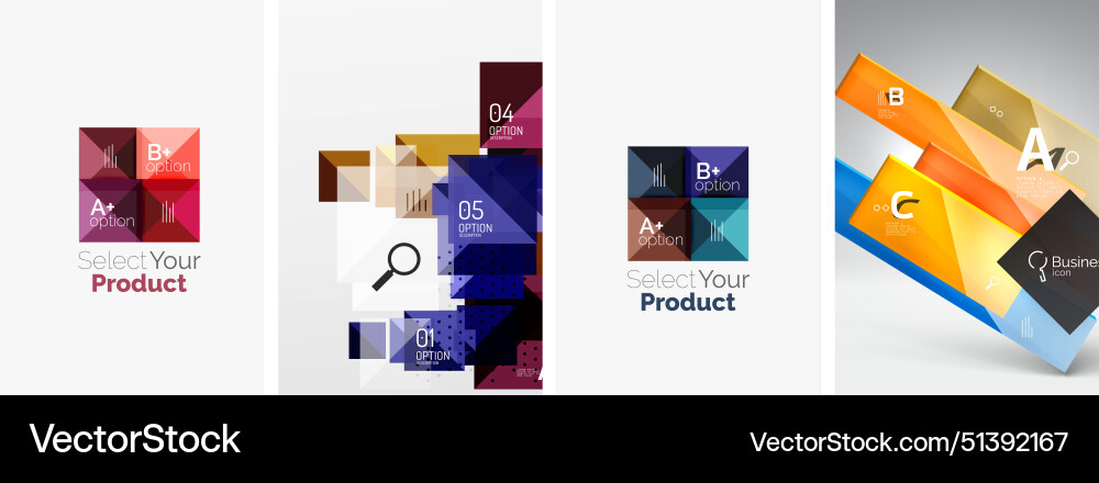 Set of square geometric poster backgrounds Vector Image