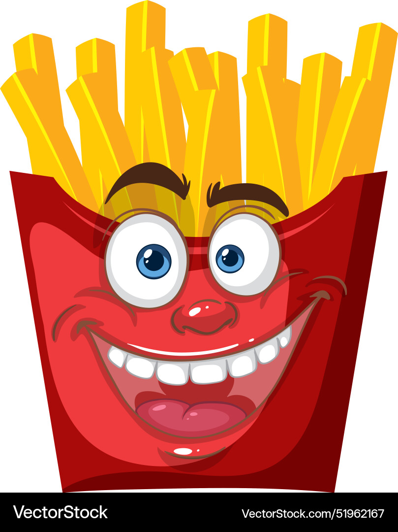 Smiling fries in a red container Royalty Free Vector Image