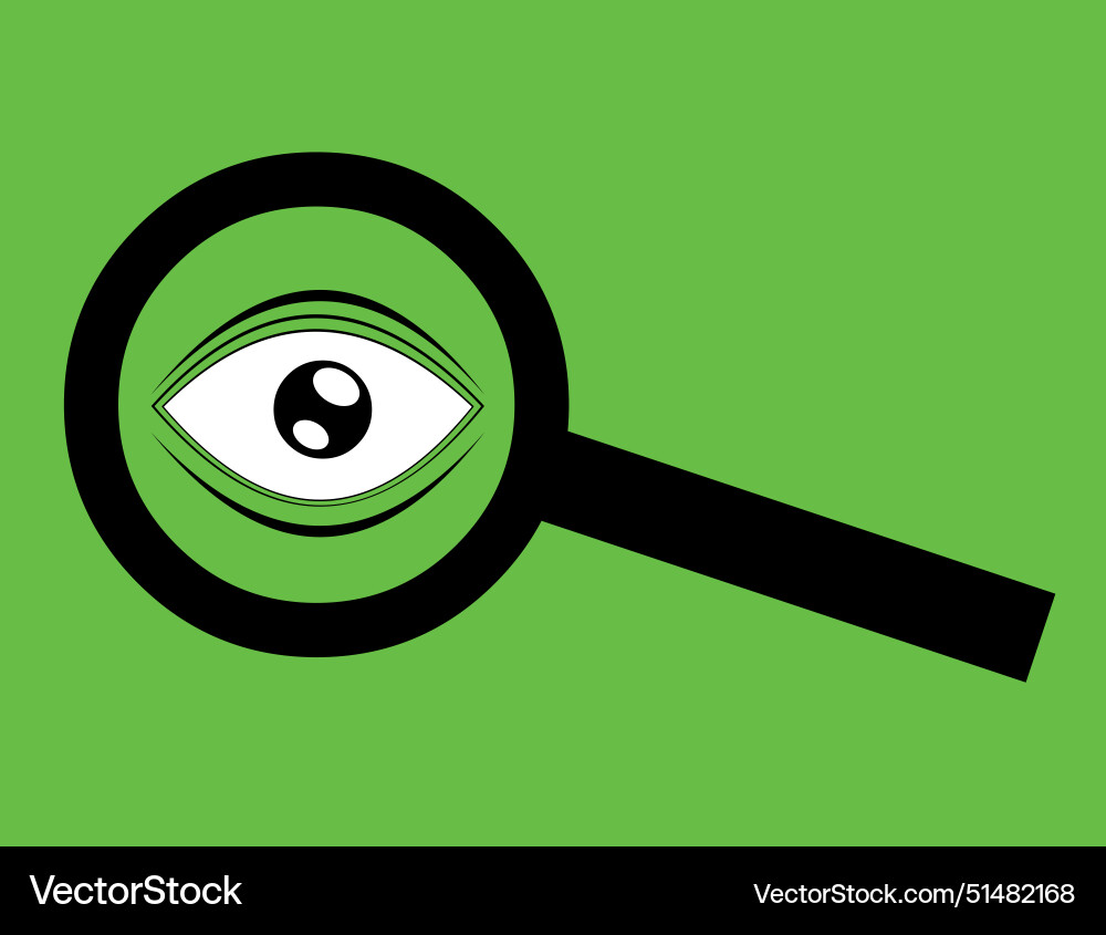 Black and white magnifying glass eye Royalty Free Vector