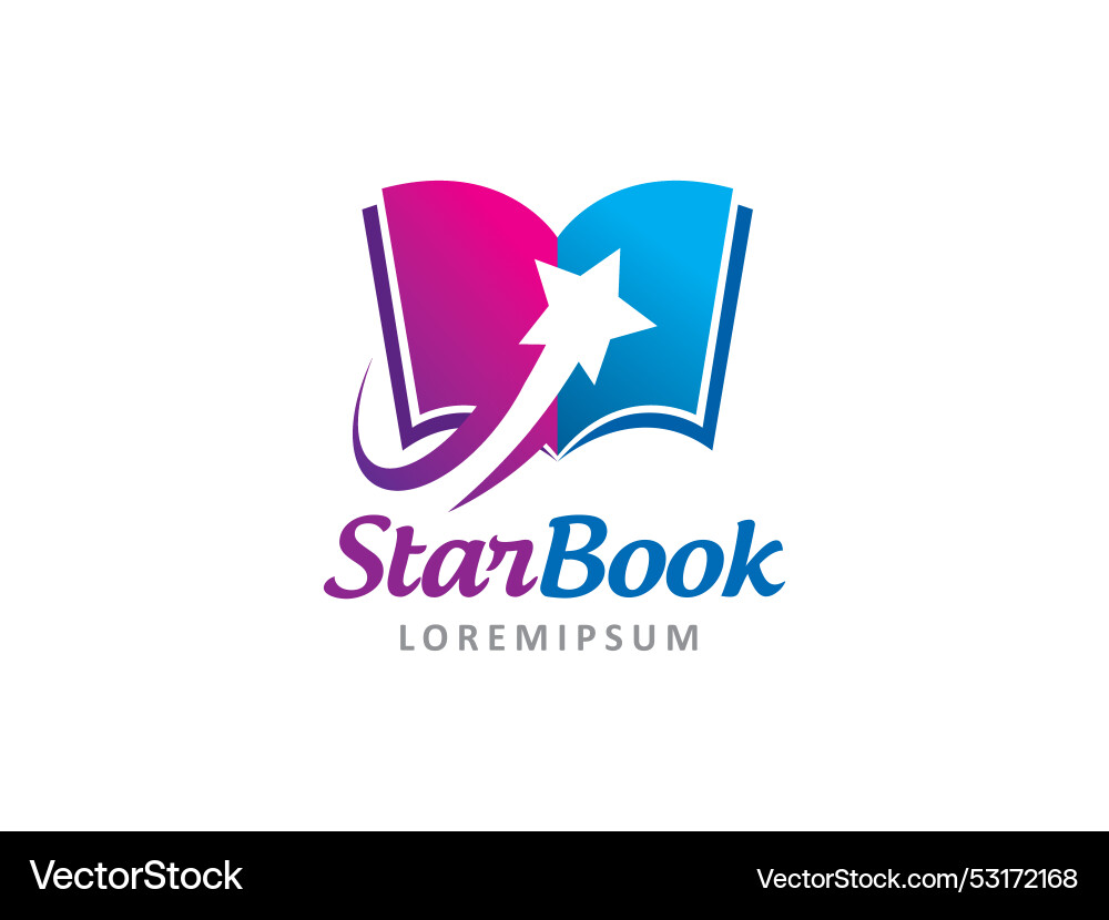 Book and star logo symbol or icon template Vector Image