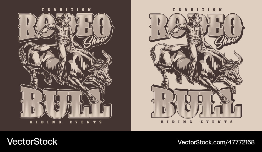 Bull rodeo monochrome vintage sticker Royalty Free Vector