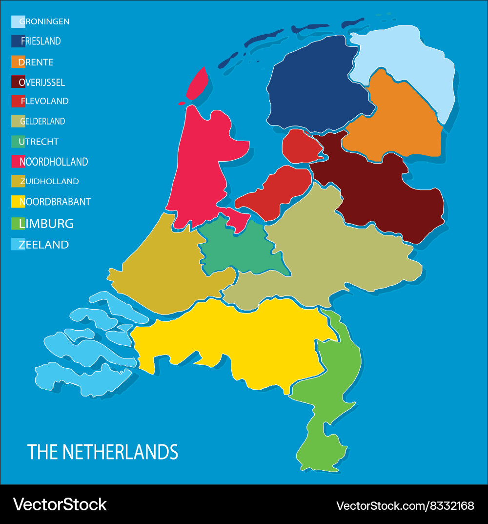 Country map of the netherlands Royalty Free Vector Image