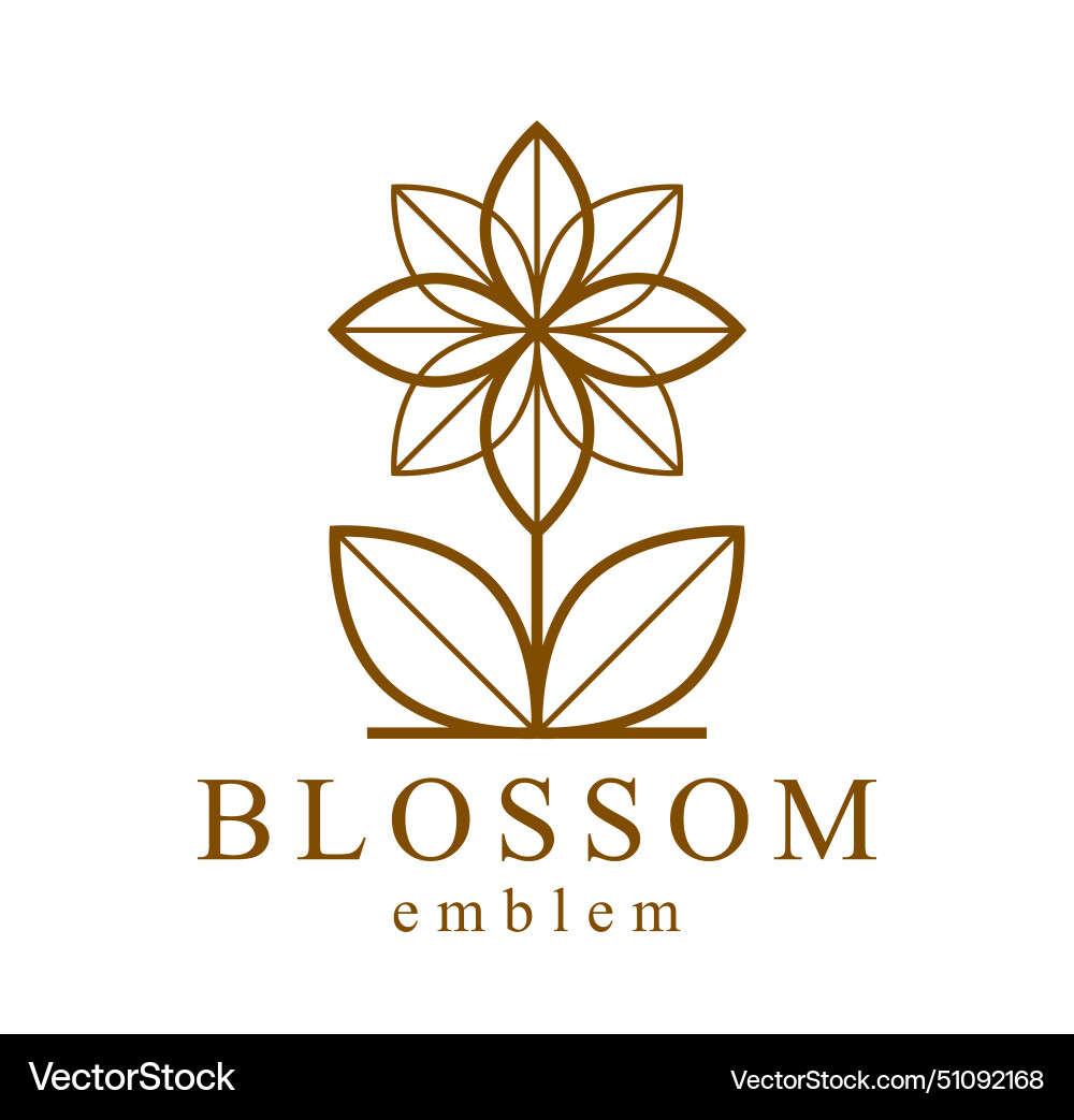 Flower in geometric linear style emblem isolated Vector Image