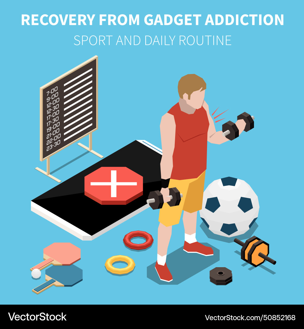 Gadget addiction isometric Royalty Free Vector Image