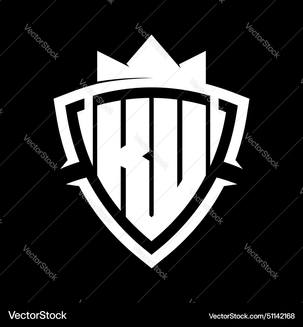 Ku letter monogram with triangle curve shield Vector Image