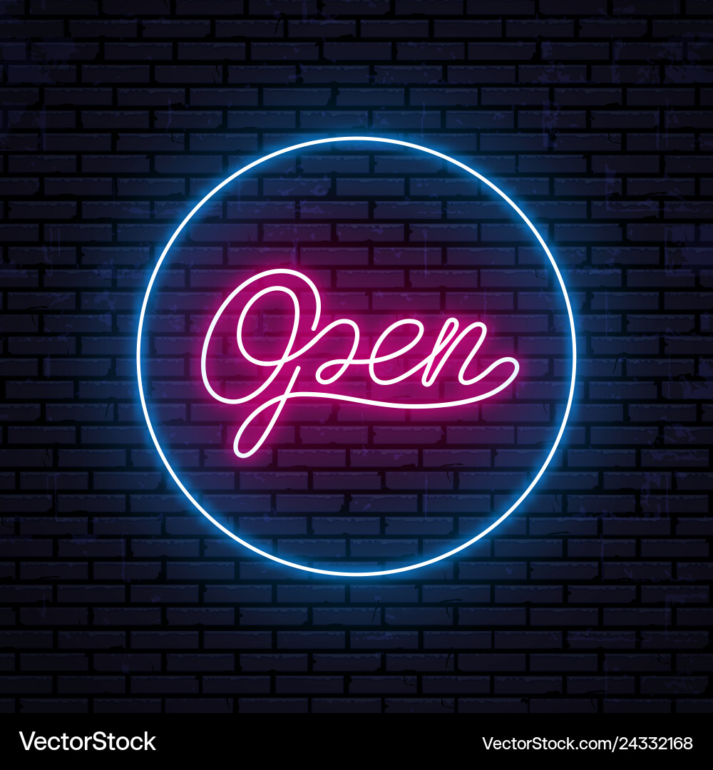 Neon Open Sign Royalty Free Vector Image - VectorStock