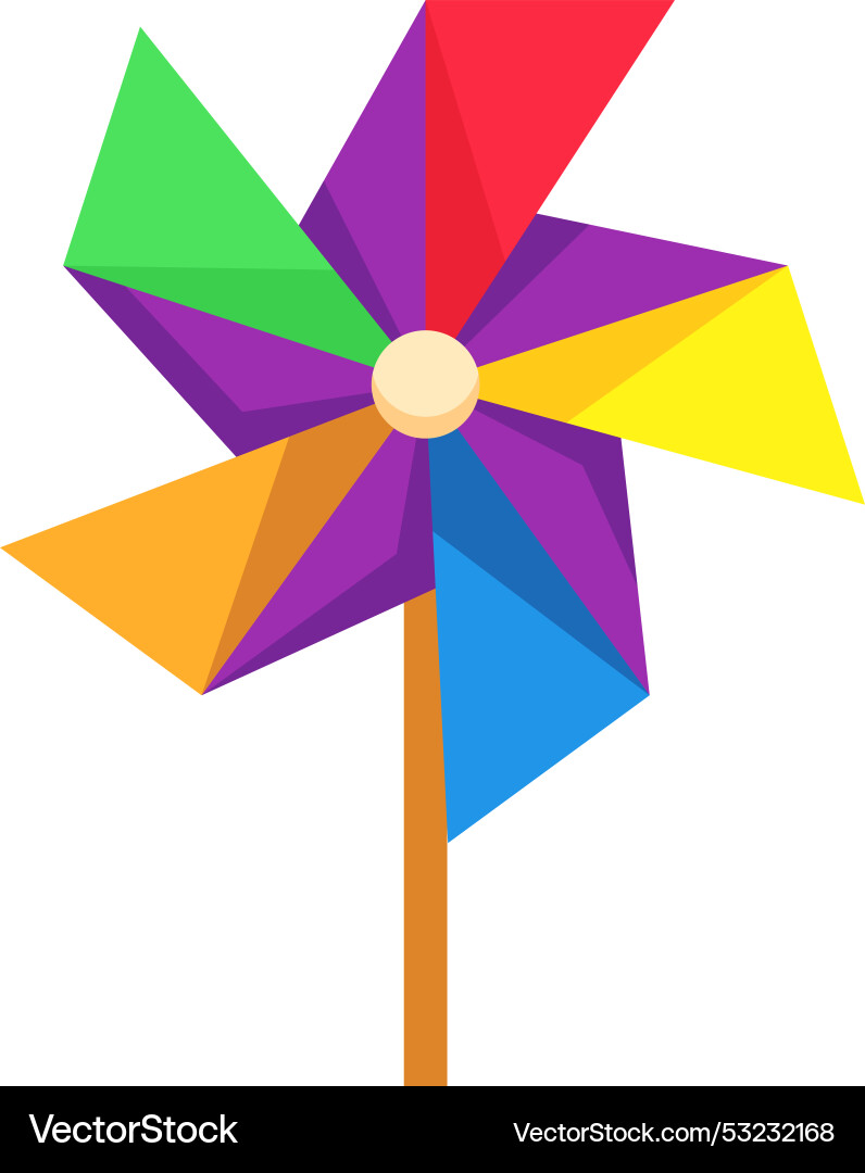 Pin wheel color icon cartoon wind toy Royalty Free Vector