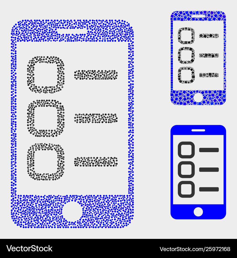 Pixelated smartphone tasks icons Royalty Free Vector Image