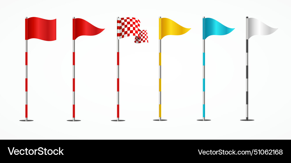 Realistic detailed 3d golf flags different types Vector Image