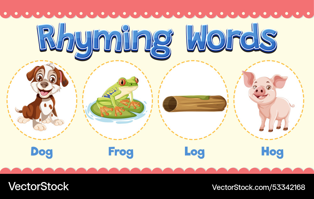 Rhyming words with images Royalty Free Vector Image