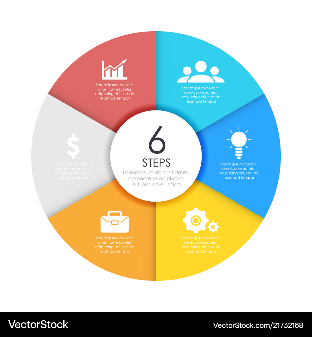 Round infographic diagram circles of 6 elements Vector Image