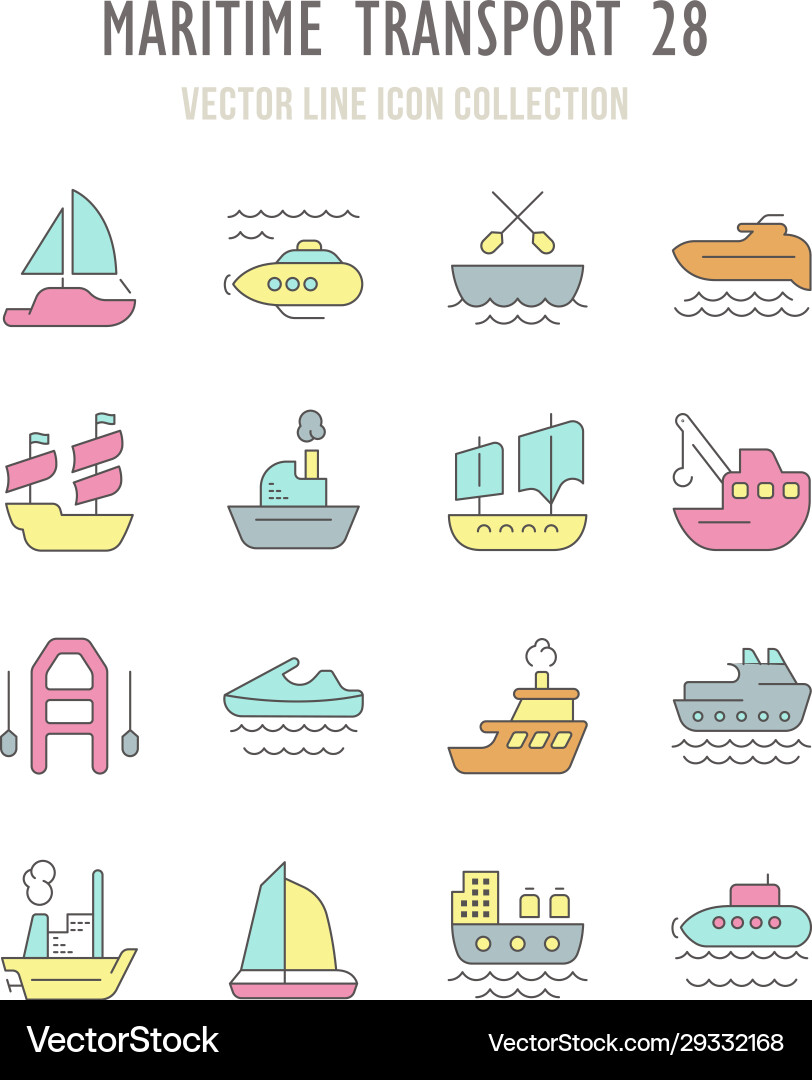 Set retro icons maritime transport Royalty Free Vector Image