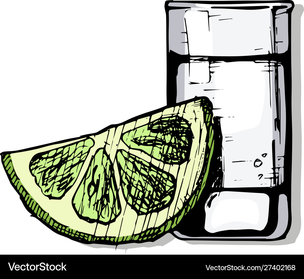 Vintage Shot Glass with Lemon Royalty Free Vector Image