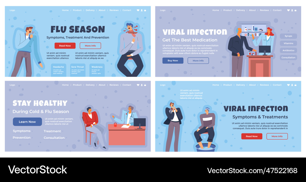Web banner design set with flu season information Vector Image