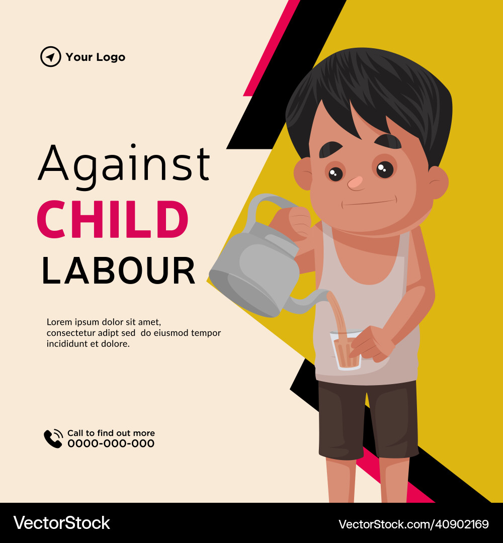 Banner design of child labour Royalty Free Vector Image