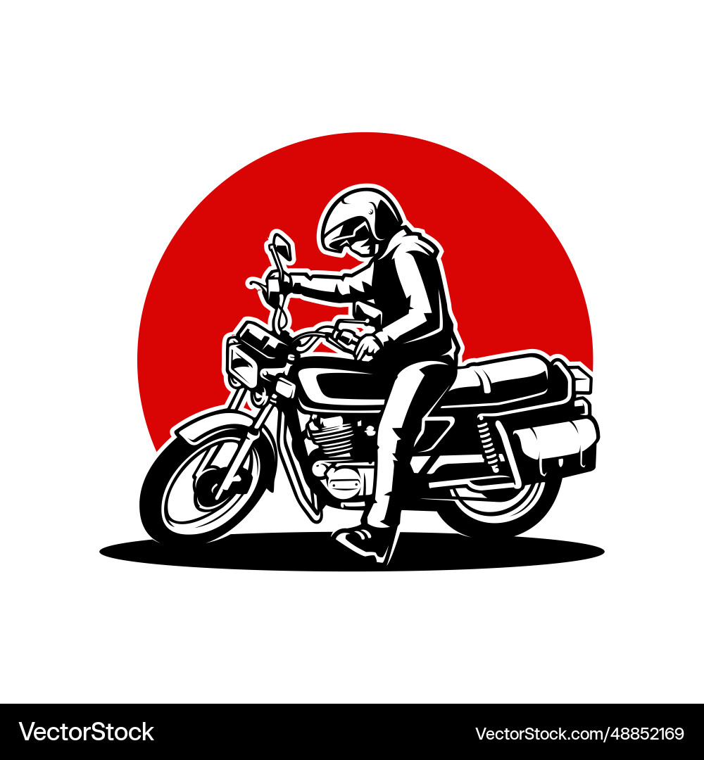 Biker rider motorcycle speed moto emb Royalty Free Vector