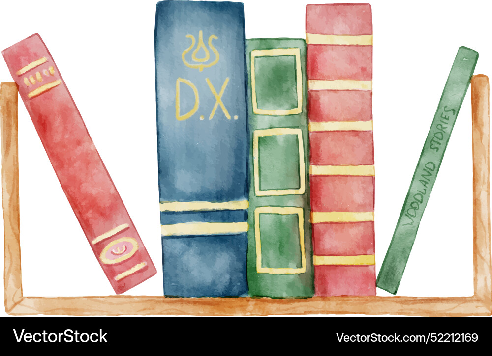 Books on bookshelf in library hand drawn Vector Image
