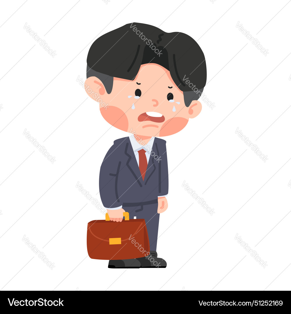 Business man crying sad lost job Royalty Free Vector Image