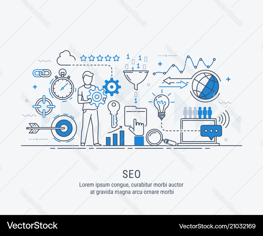Concept seo optimization in search engine Vector Image