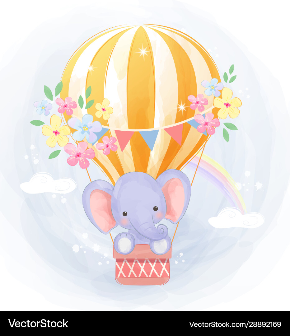 Cute Elephant Balloons Royalty Free Vector Image