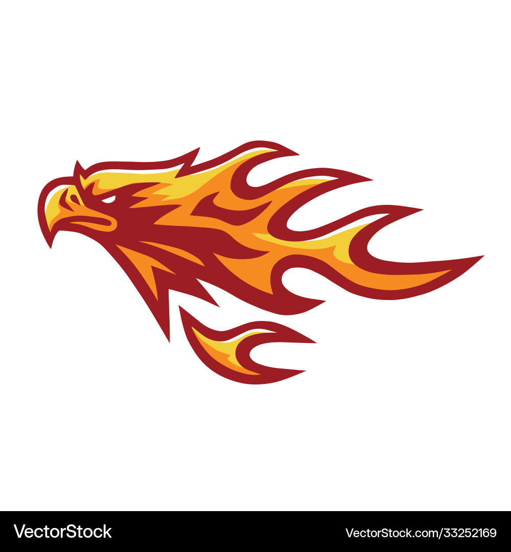 Fire eagle phoenix falcon hawk head flame logo Vector Image