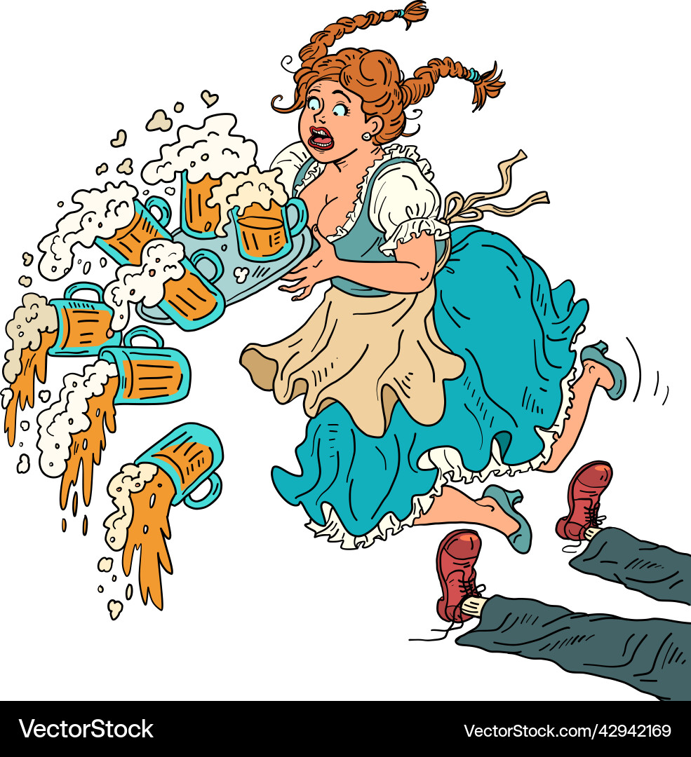 Girl Tripped Over Beer Royalty Free Vector Image