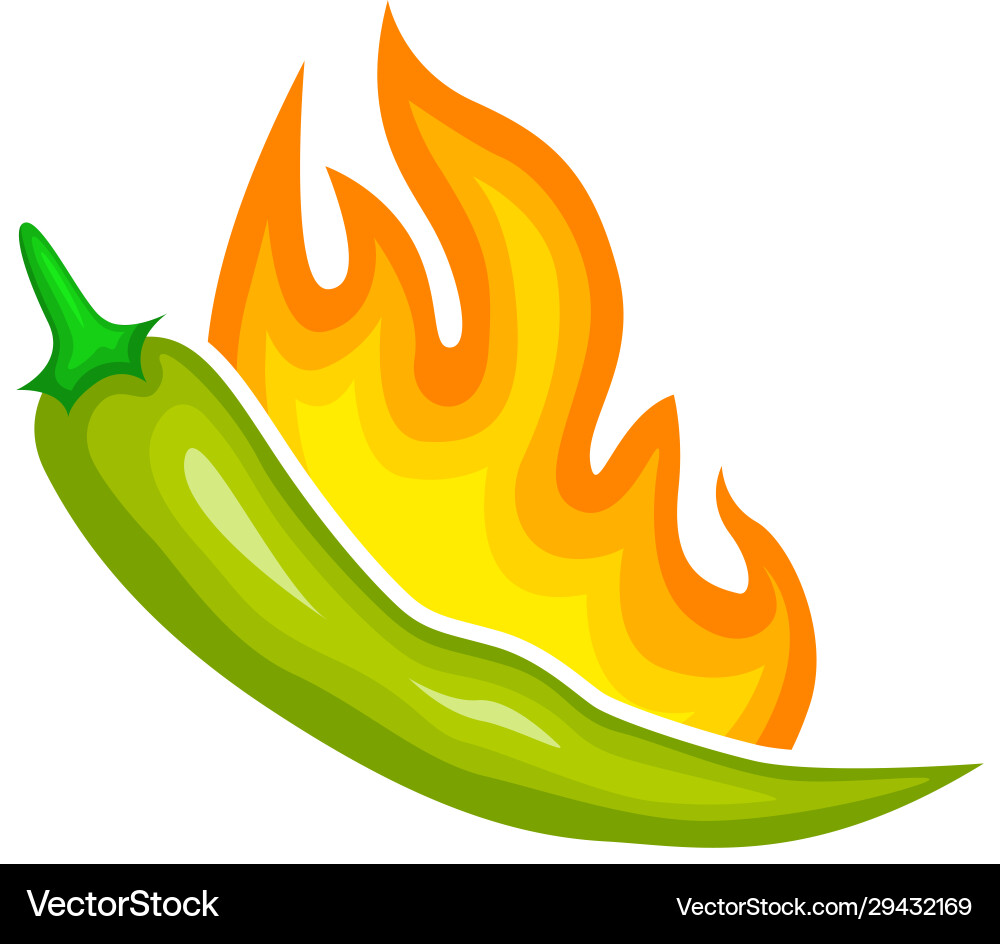 Hot green pepper icon fire pungency Royalty Free Vector