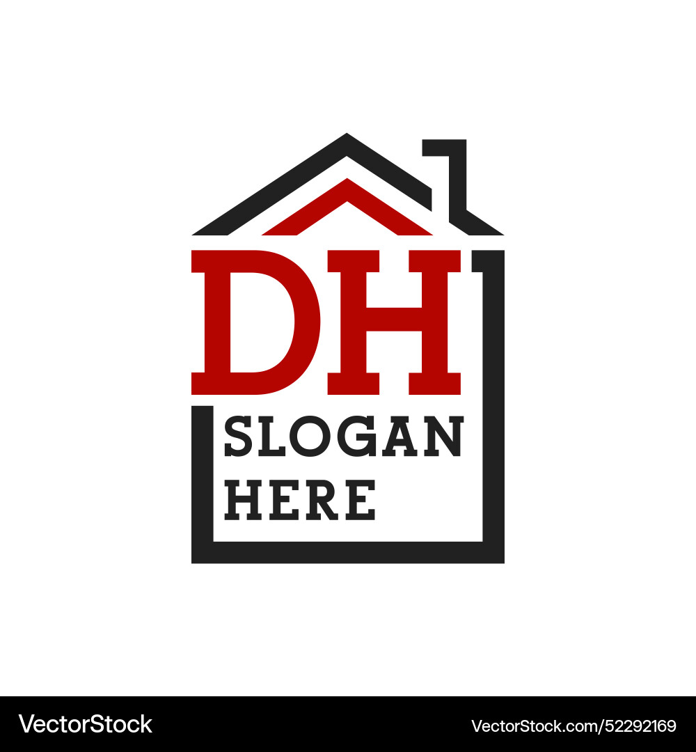 Initial dh house logo for roofing letter real Vector Image