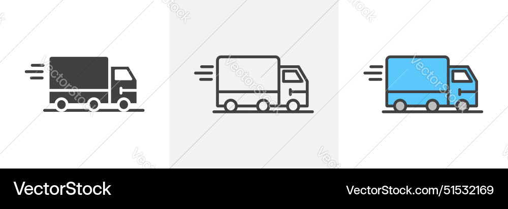 Moving truck icon set delivery van symbol fast Vector Image