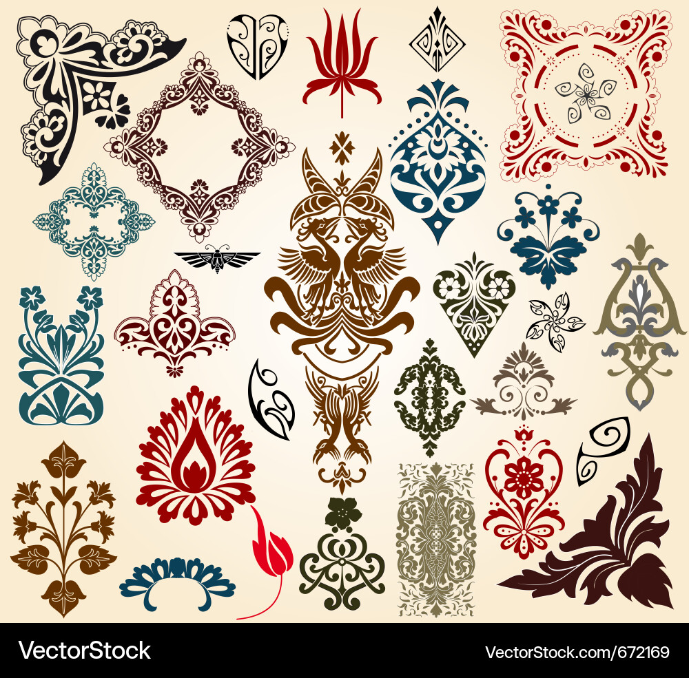 Retro floral design elements Royalty Free Vector Image