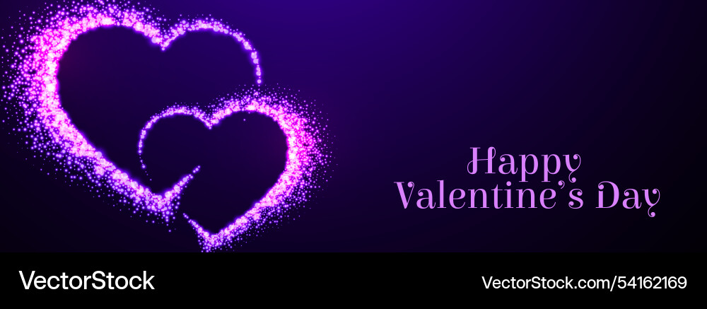 Two sparkle purple hearts for valentines day Vector Image