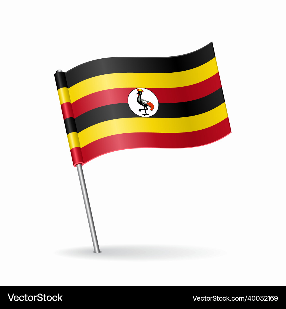 Ugandan flag map pointer layout Royalty Free Vector Image