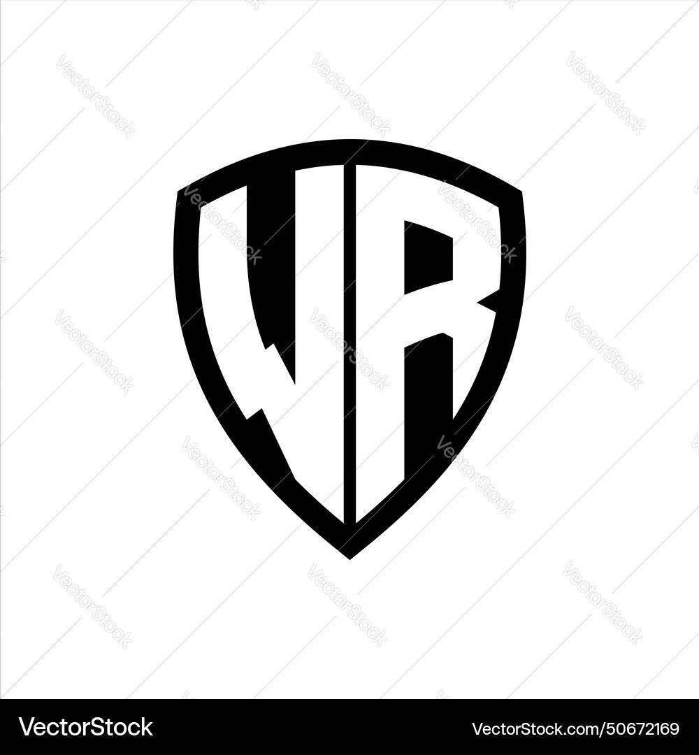 Wr monogram logo with bold letters shield shape Vector Image