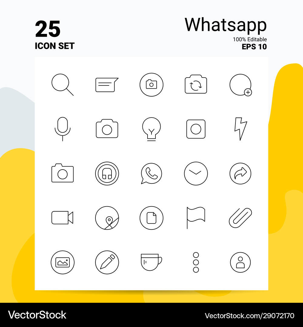 25 whatsapp icon set 100 editable eps 10 files Vector Image