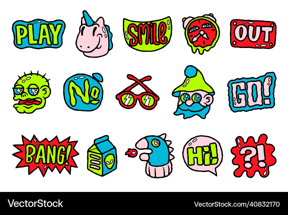 Abstract sticker cartoon psychedelic comic Vector Image