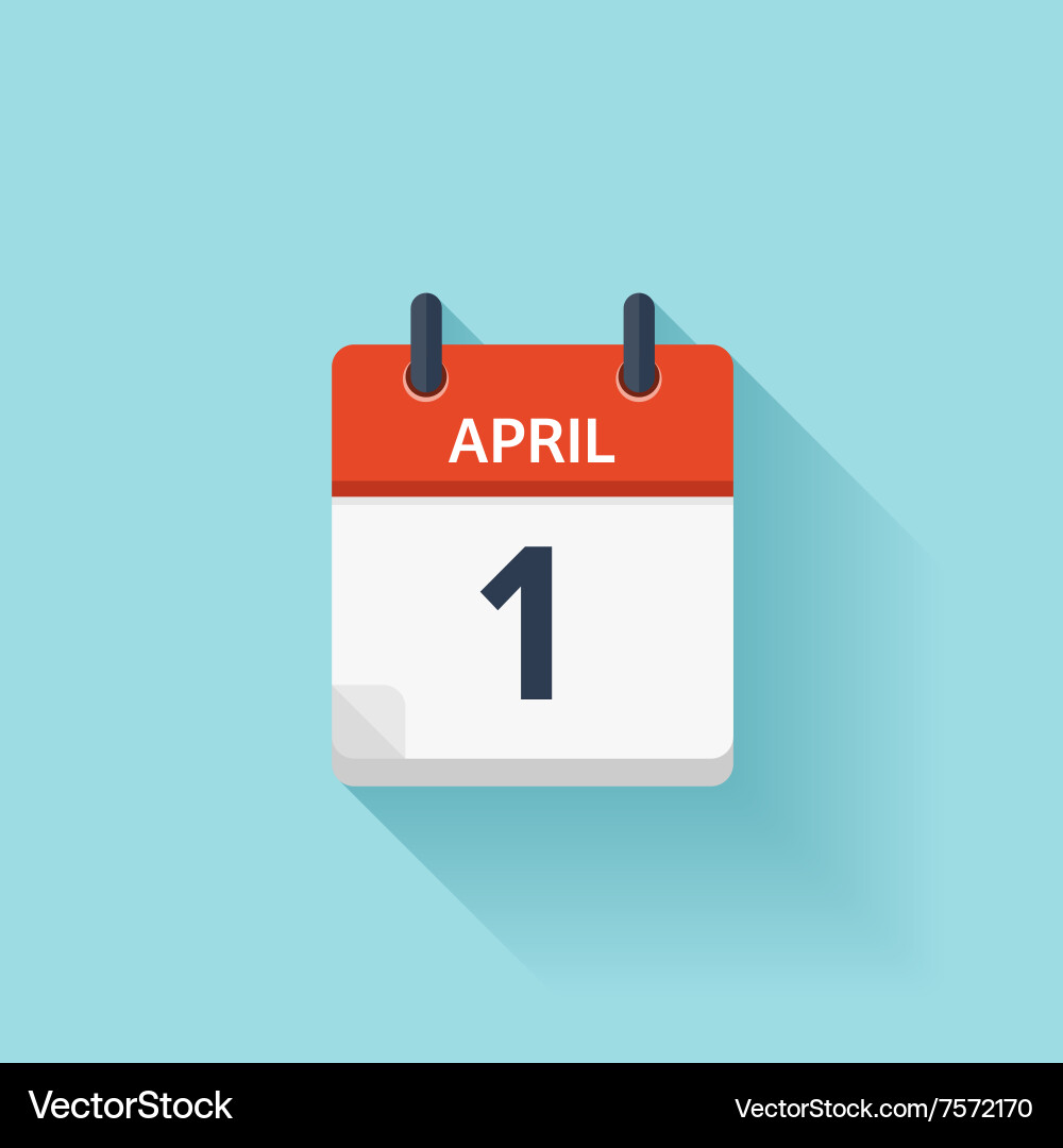 April 1 flat daily calendar icon date Royalty Free Vector