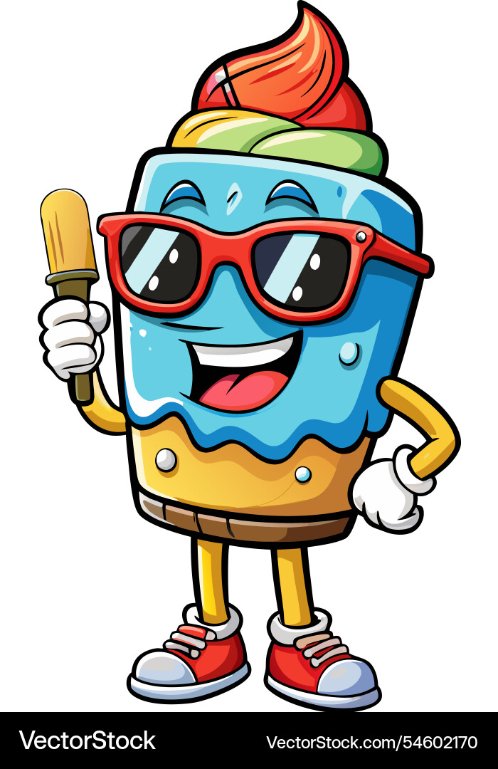 Cheerful ice cream cartoon character Royalty Free Vector