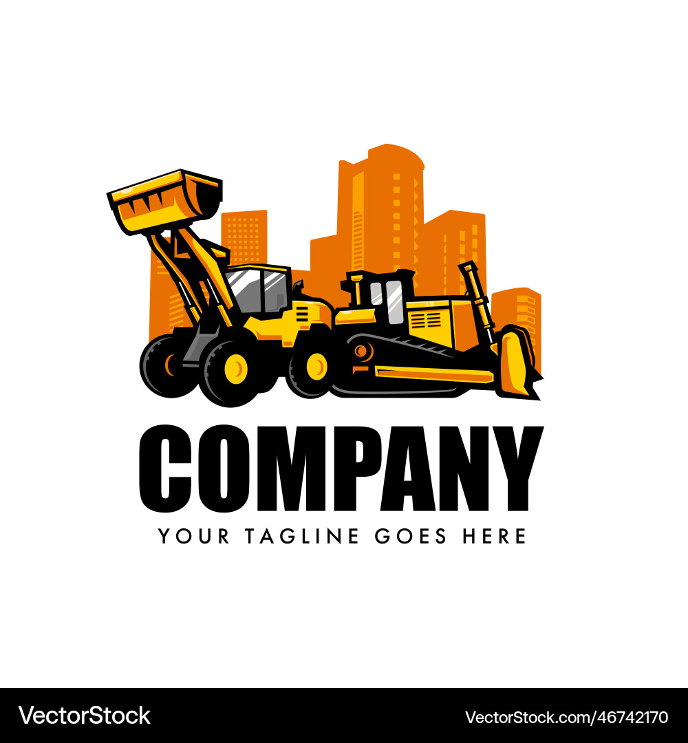 Construction Bulldozer Logo Royalty Free Vector Image