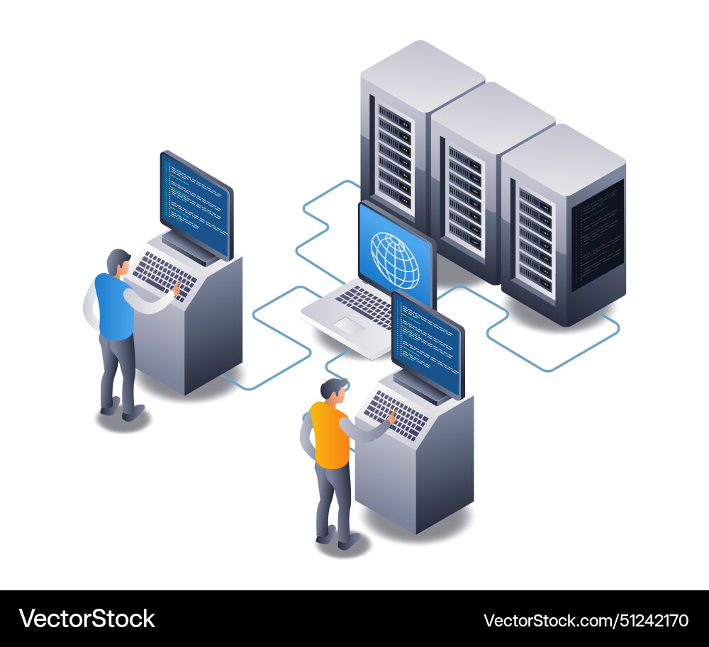 Developer cloud server hosting technology Vector Image